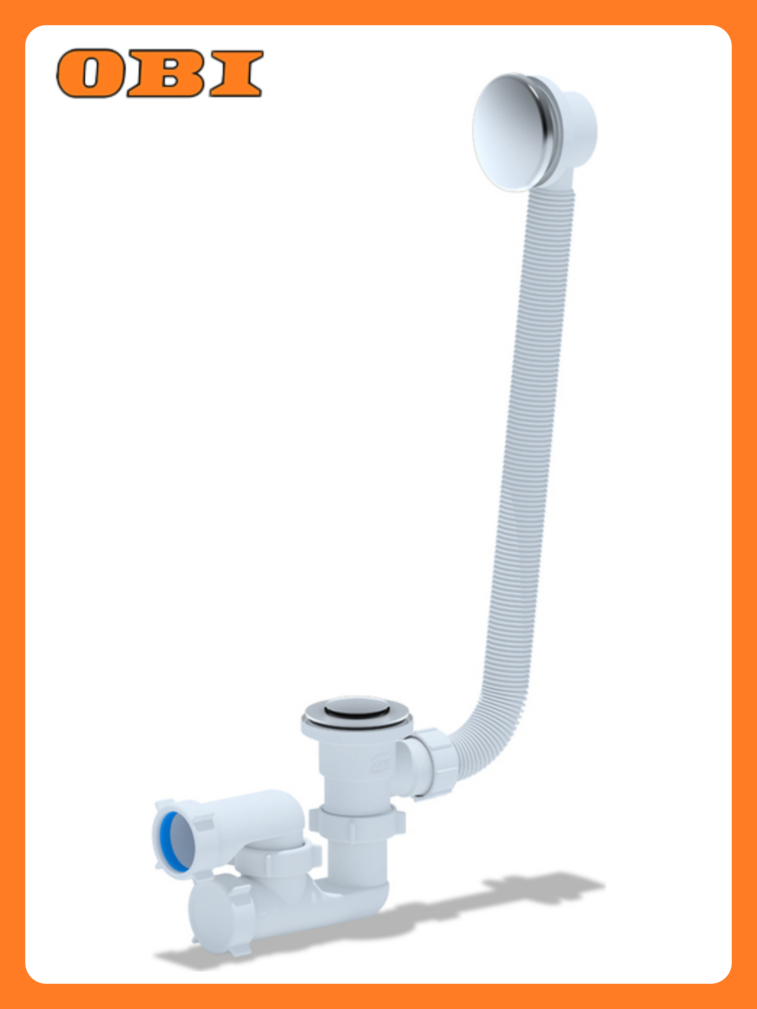 Сифон Cersanit PRIME, для ванны, автоматический, клик-клак, белый, пластик