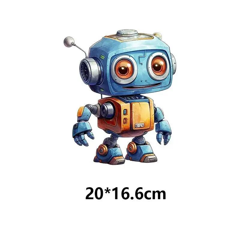 Термонаклейки с мультяшным милым маленьким роботом, наклейки для одежды, футболок, термоклейкие нашивки для детской одежды, Аппликации, аксессуары