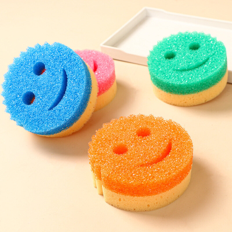 Горячая продажа: Смайлик-губка, термочувствительная губка, кухонная чистящая щетка, скребок для мытья посуды, волшебная губка, мультяшная губка для мытья посуды, волшебный ластик