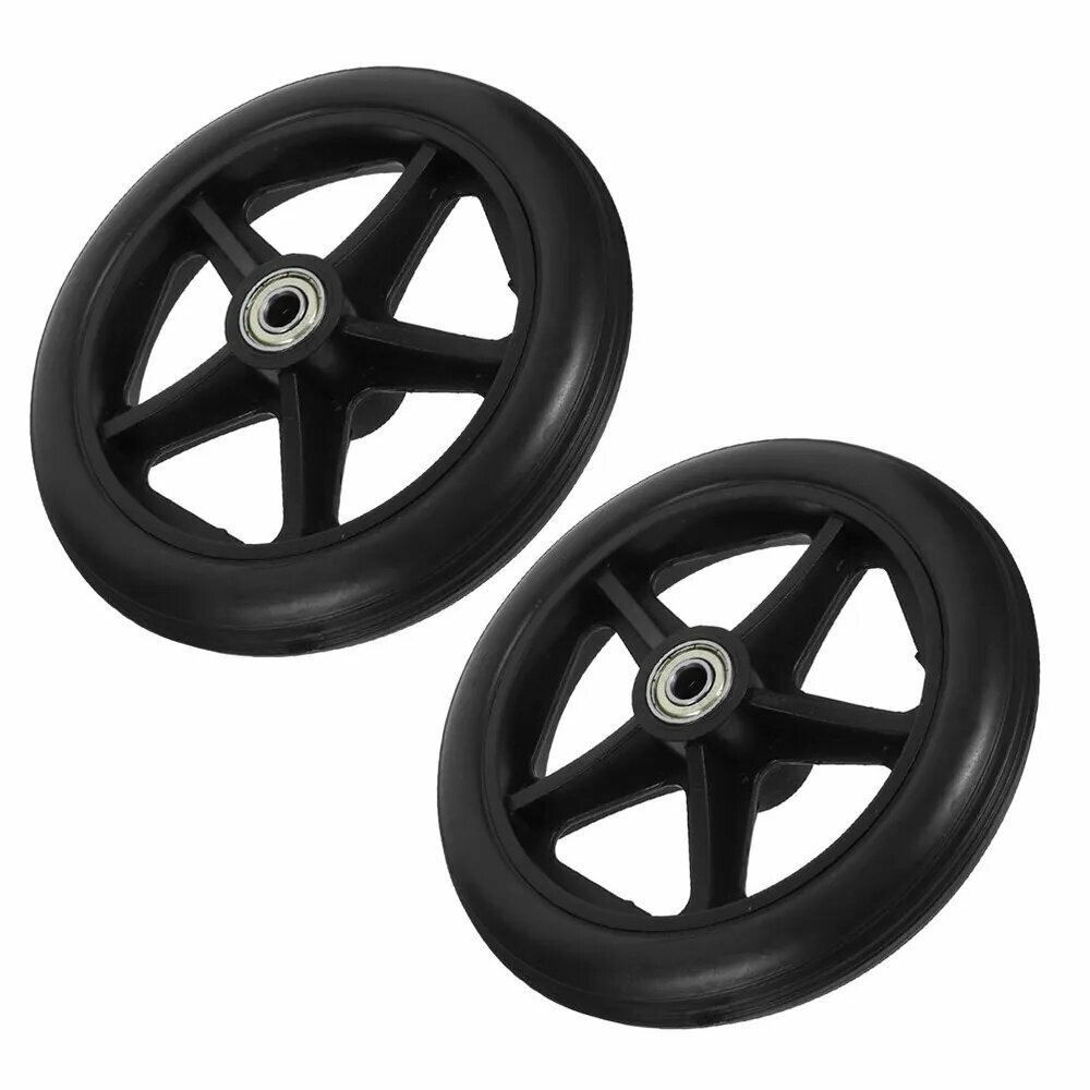 Набор из 2 передних резиновых колес со стальной осью для детской коляски