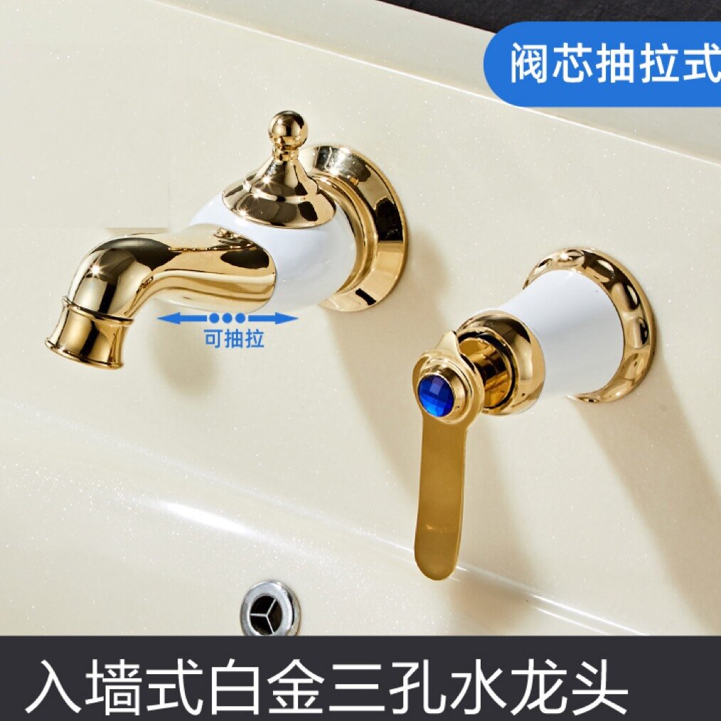 L7 Шкаф для ванной с умывальником в европейском стиле, золотой двойной умывальник, четырехкомпонентный набор, выдвижной разделенный комбинированный умывальник, смеситель на три-четыре отверстия