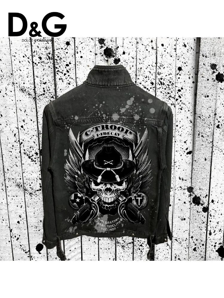 Куртка Dolce&Gabbana Мужская джинсовая куртка в стиле ретро-панк-Свободный крой, винтажный дизайн, премиум качество