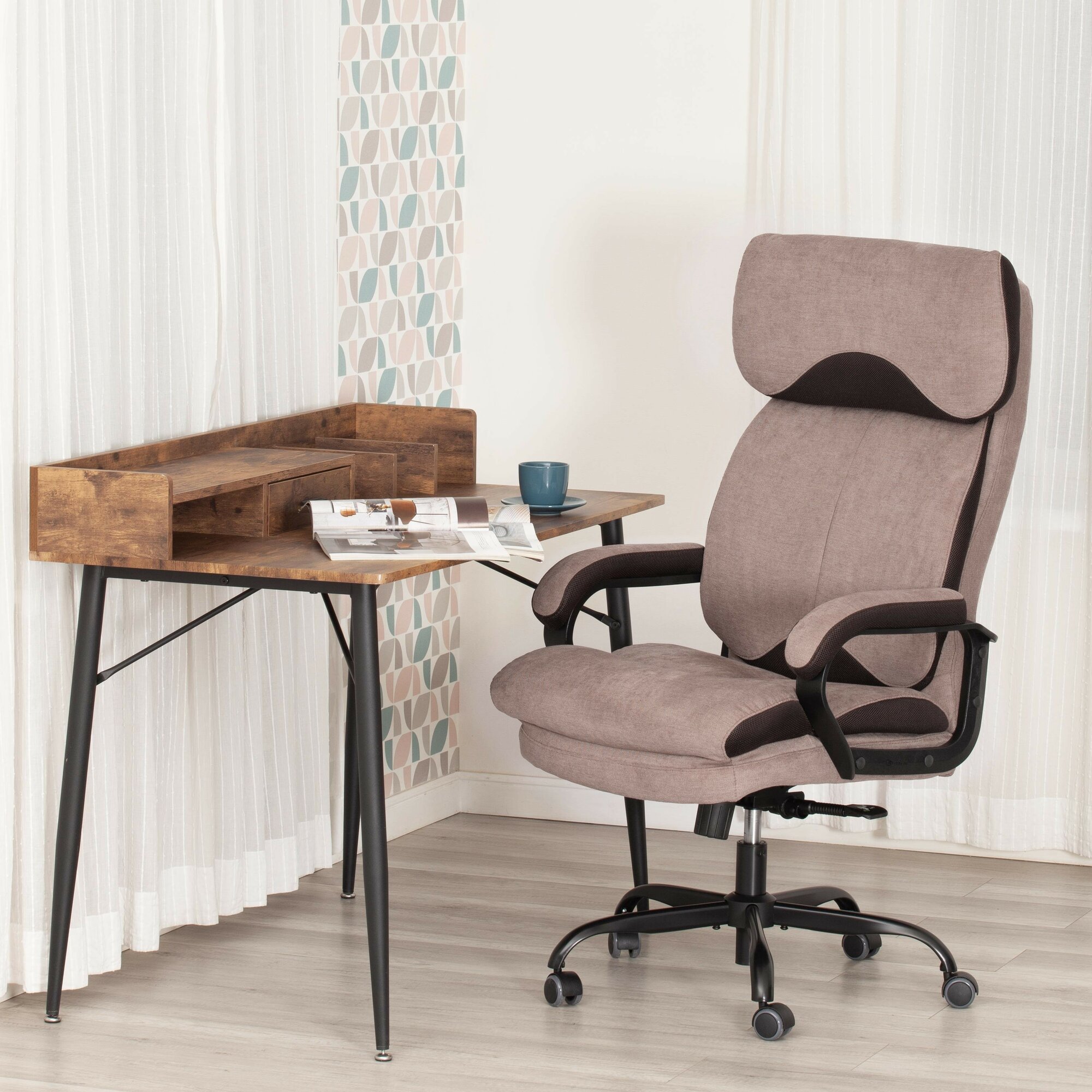 Компьютерное кресло руководителя TetChair Duke metal BL, ткань, светло-коричневый