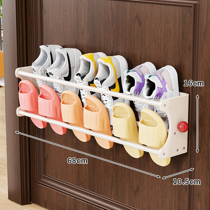 Магнитная обувная полка для ванной, полка для слипера, дренажная полка для хранения, настенная двойная обувная полка, домашняя полка для обуви, подвесная полка