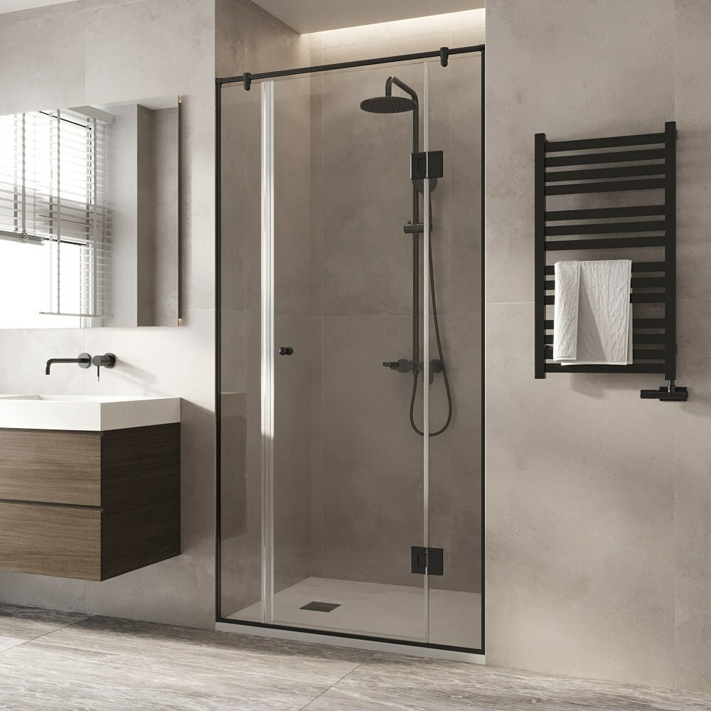 Душевая перегородка NFG Glass NG-1000*2000 стекло прозрачное (М1) 8мм, фурнитура черная, без поддона
