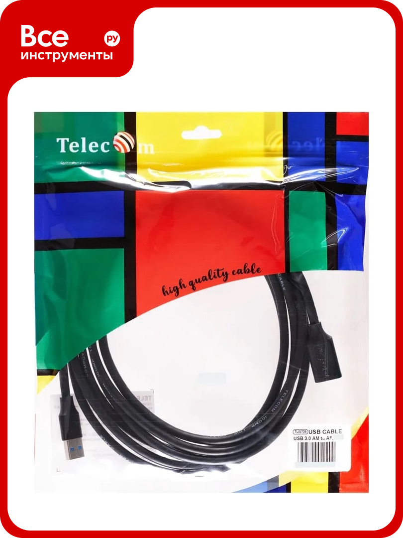 Удлинительный кабель Telecom usb 3.0 am - af 1.8m черный TUS708-1.8M