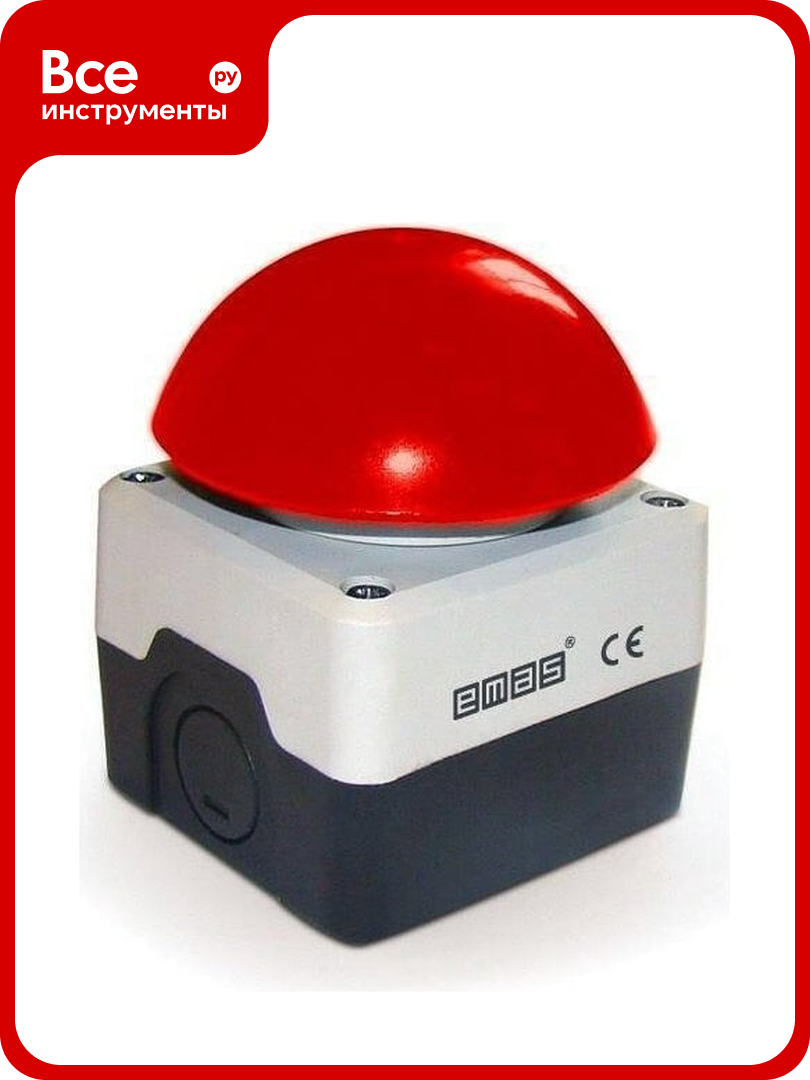 Пост черно-серый с красной кнопкой Грибок Emas 72мм 1НО P1C300M72 модульный тип, пластик корпус, высокая защита