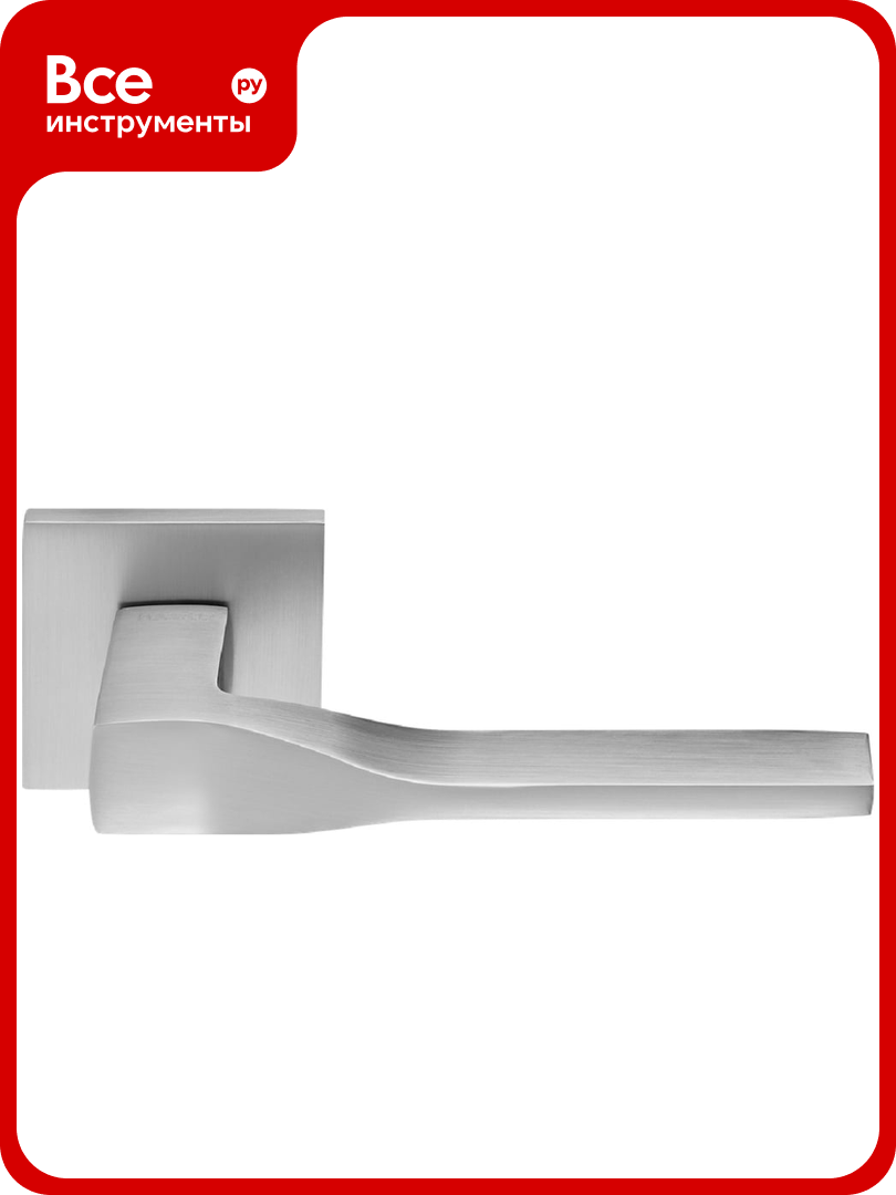 Ручка дверная Rucetti RAP 27 SLIM-S SC, на квадратной розетке 6 мм, цвет - матовый хром