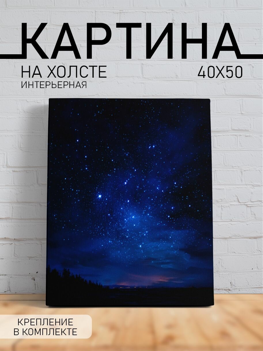 Картина на стену для интерьера на холсте с подрамником "Звёздное небо. Ночь", 40х50 см