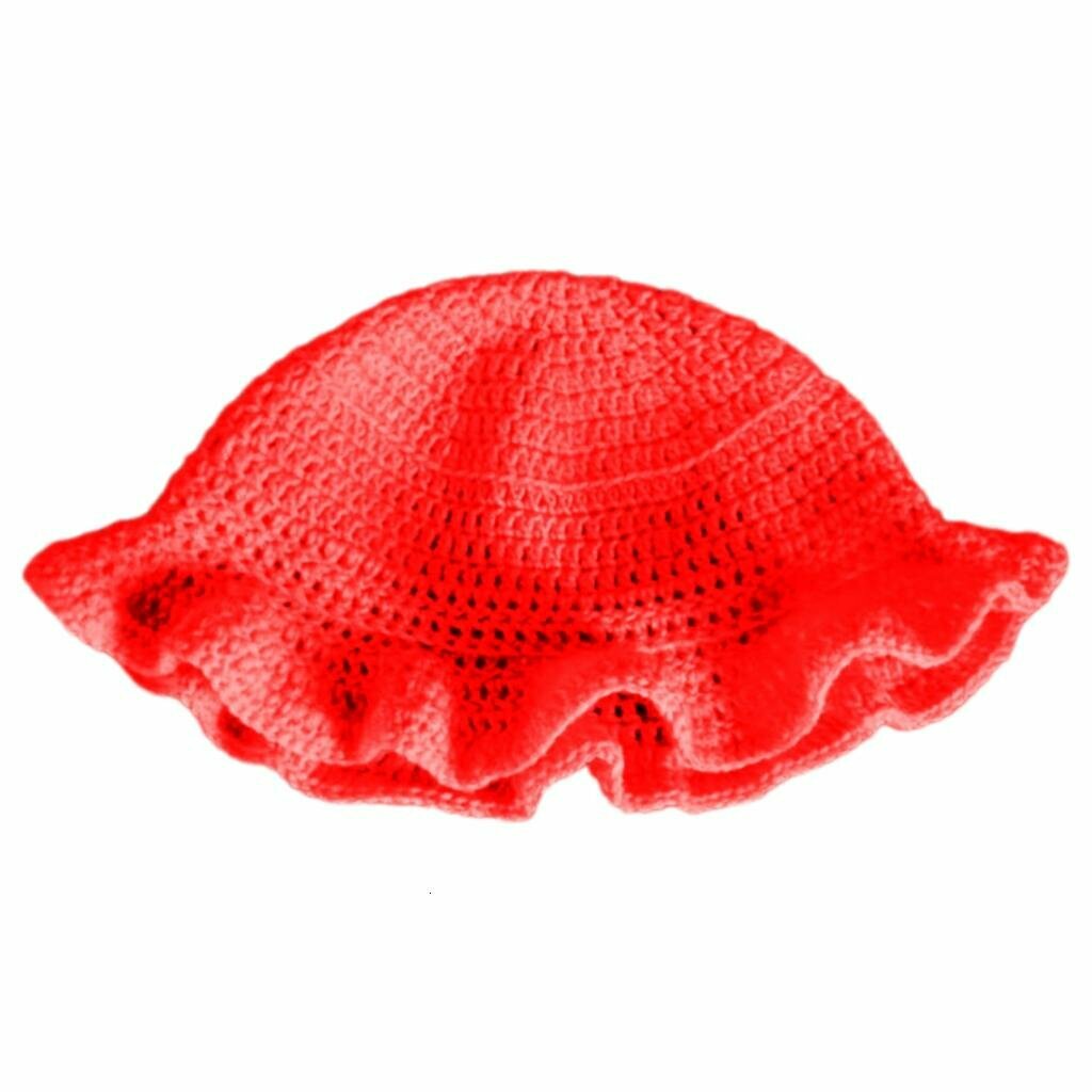 Вязаная крючком шляпа-ведро с черепом, красный