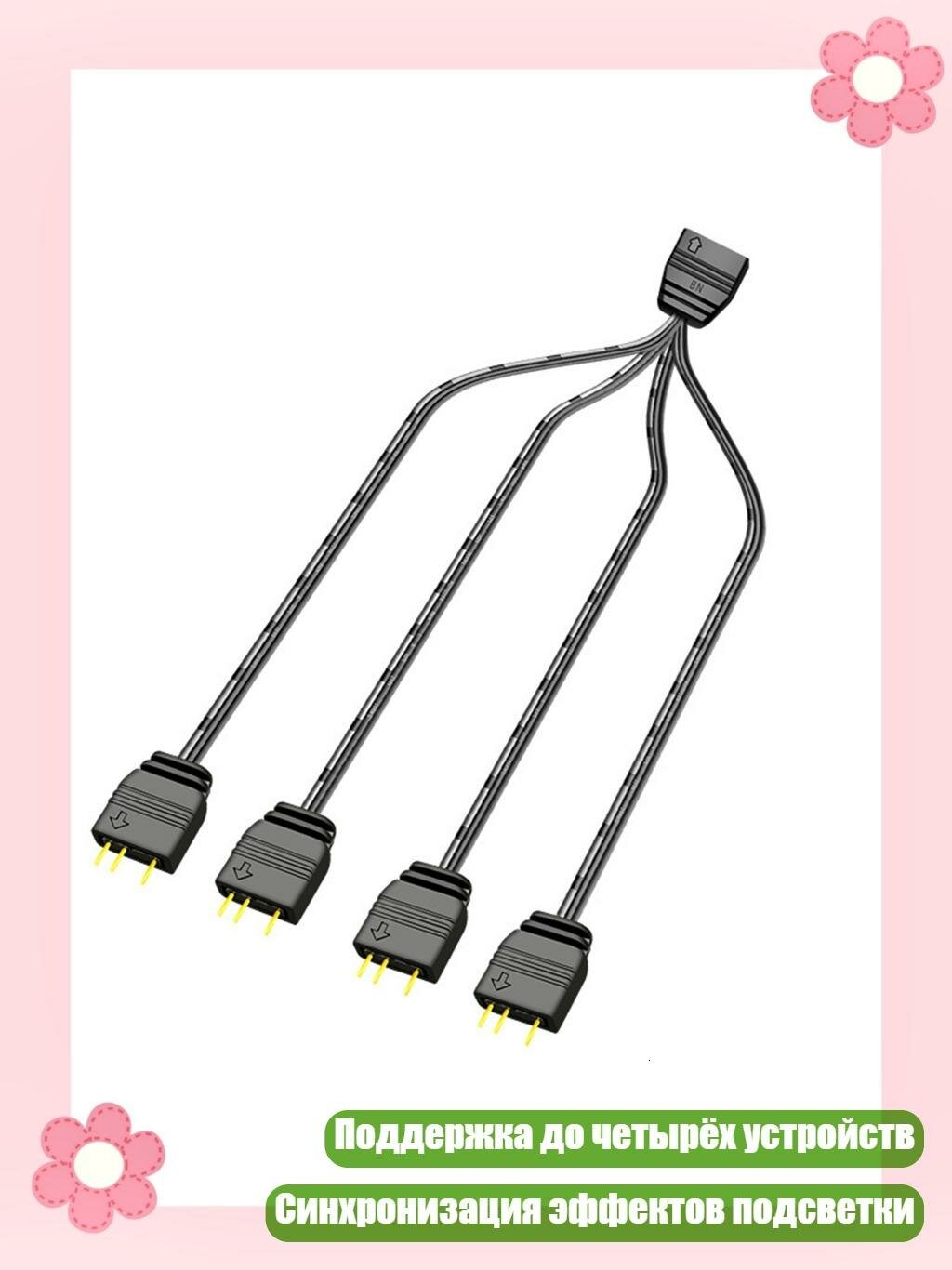 Аргб-сплиттер 1–4 канала для материнской платы