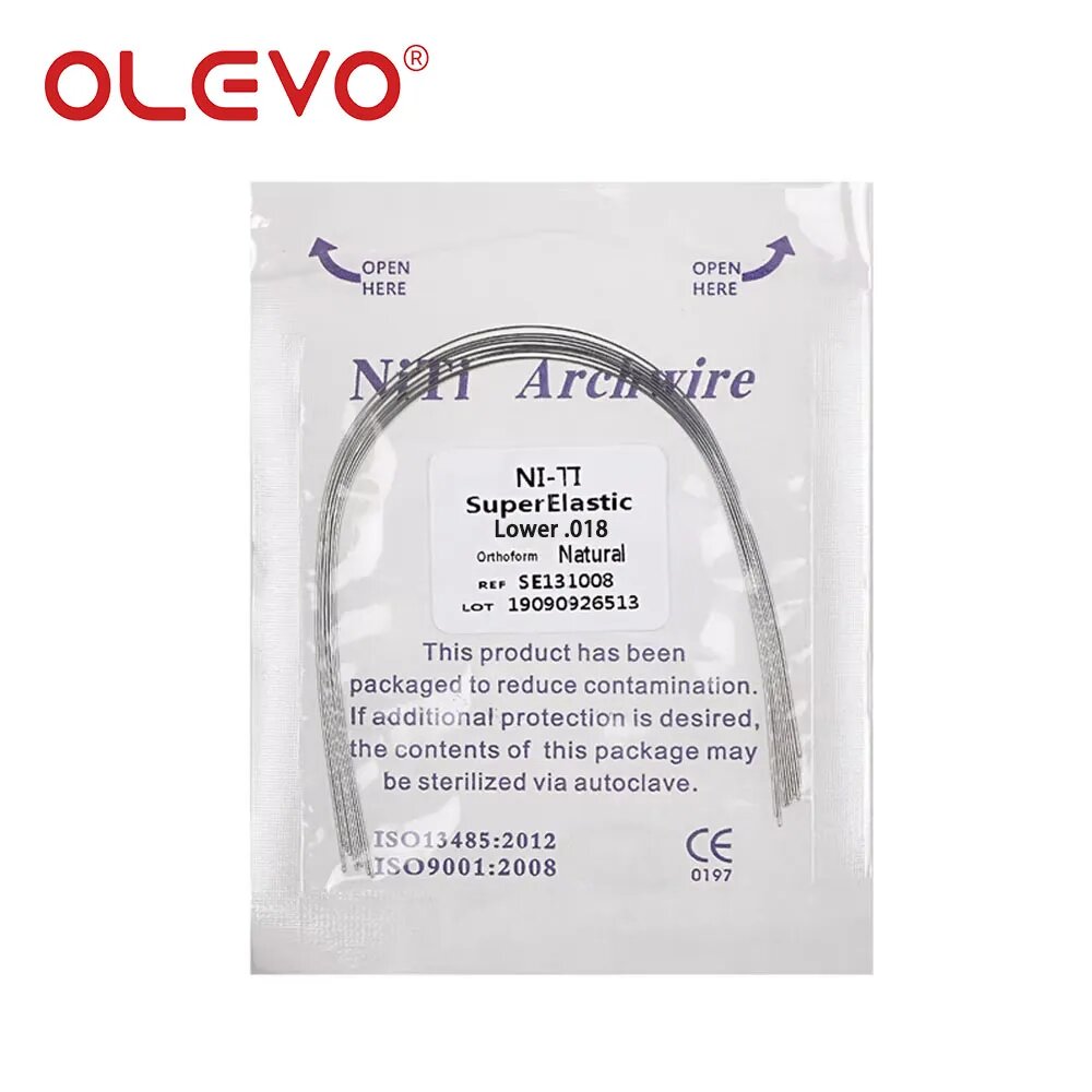 Ортодонтические дуги Olevo NiTi и нержавеющей стали 0.016, 0.018 NITI Natural 18L
