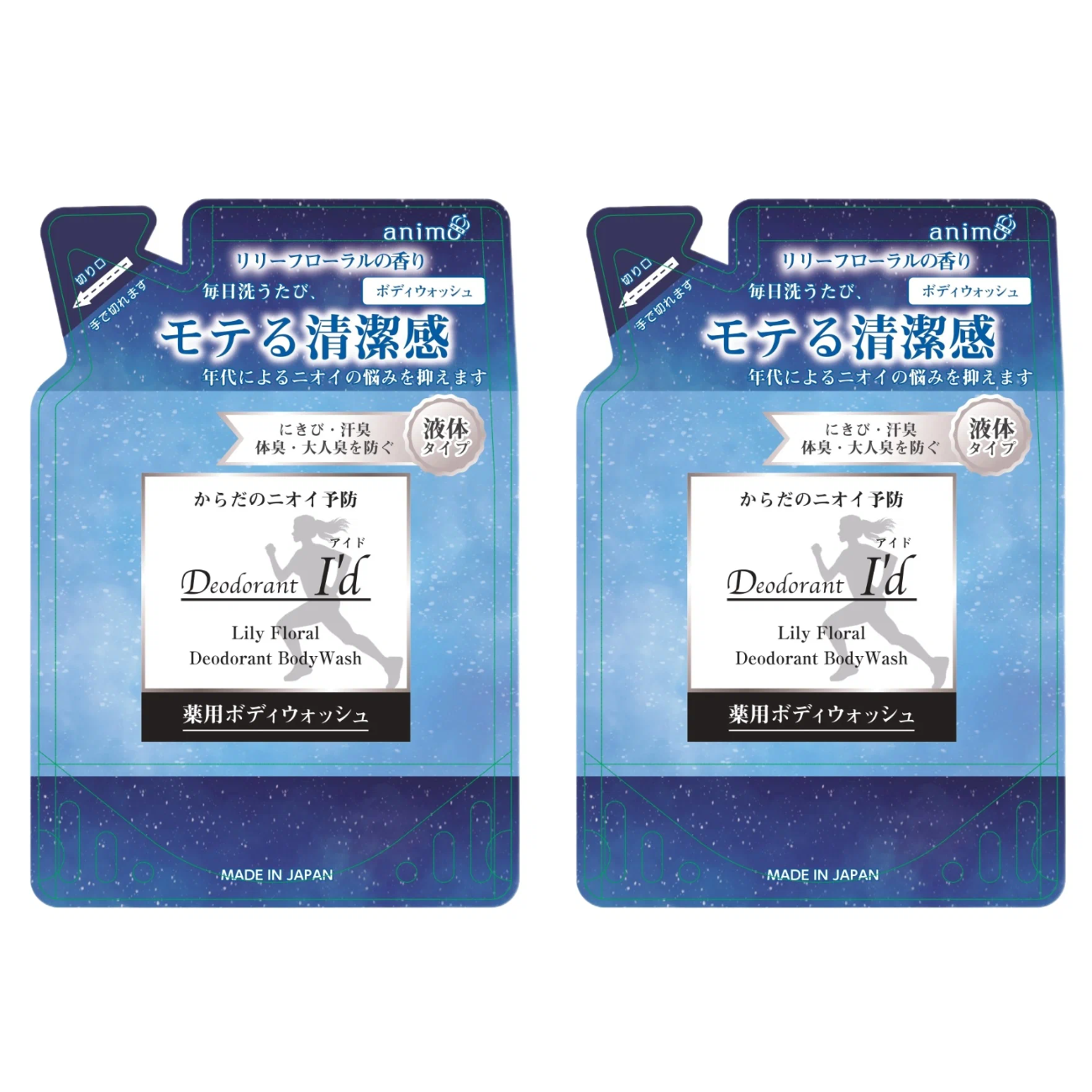 Жидкое мыло Rocket Soap Animo Body Wash для тела, с дезодорирующим эффектом, аромат лилии, 400мл, 2шт