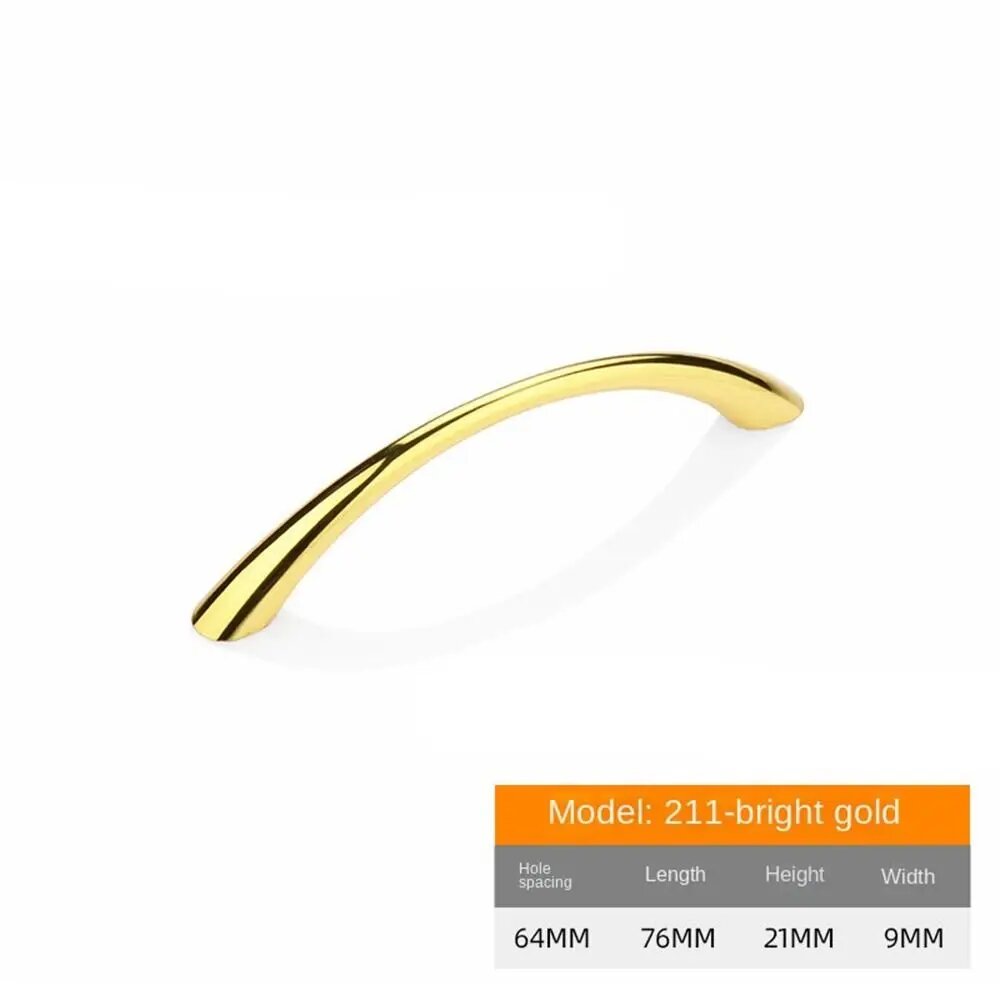 Ручка для шкафа золотистая, Model: 211-bright gold, 76 мм