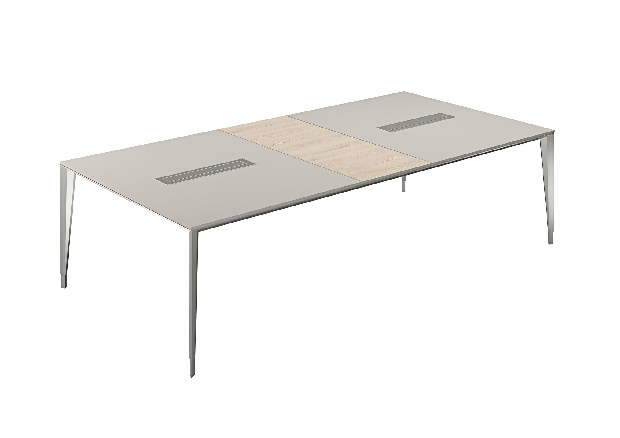 Стол конференц домино поперёк Norden NZ-0103 Серый камень, центр ясень наварра, мк алюминий