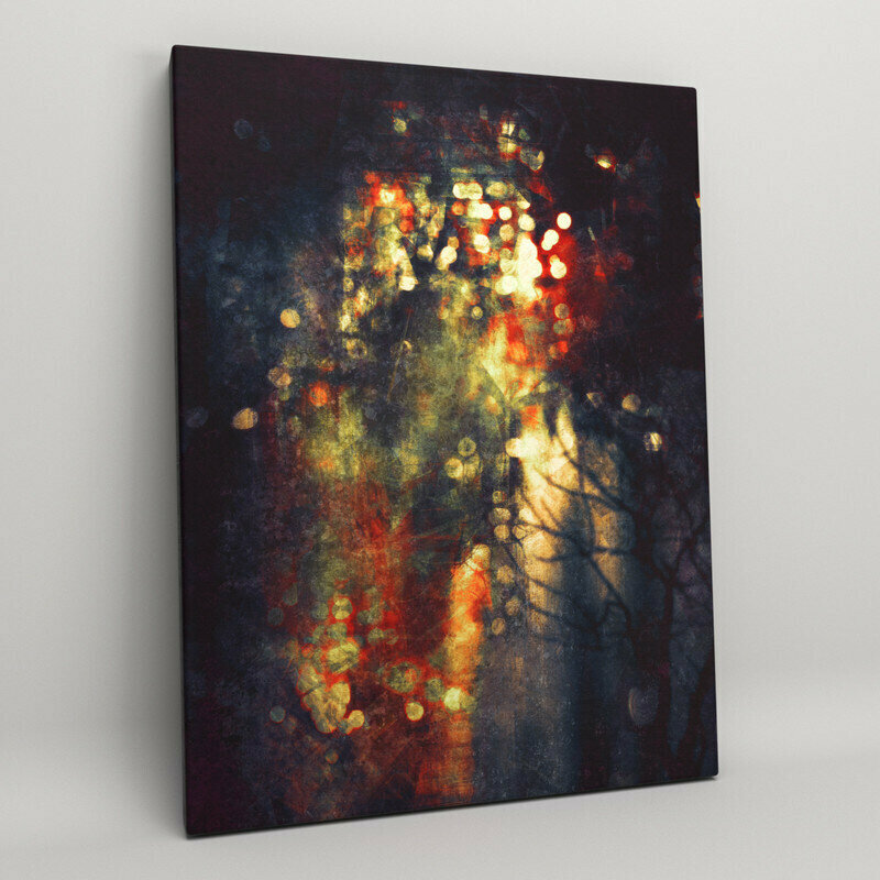 Картина на холсте (интерьерный постер) "абстрактная живопись огни светофора", с деревянным подрамником, размер 45x60 см