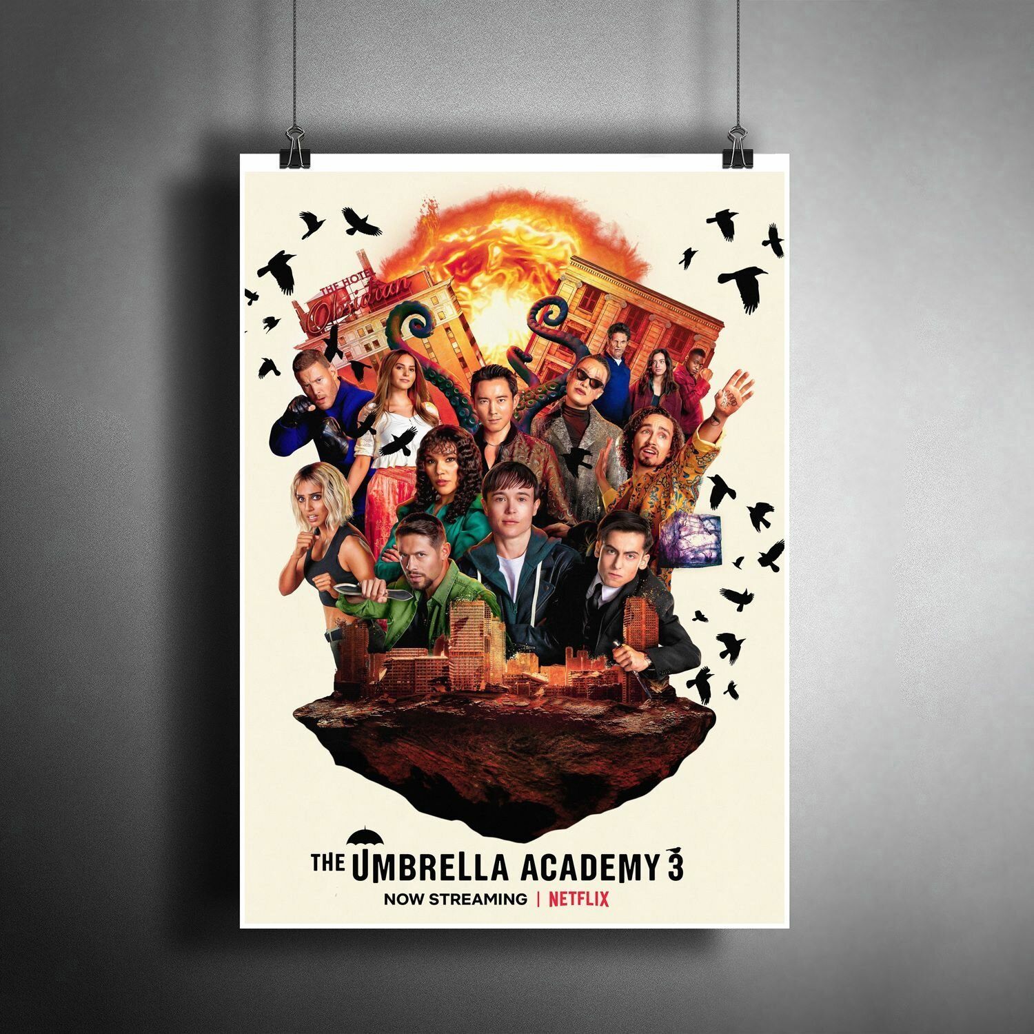 Постер плакат для интерьера "Сериал: Академия "Амбрелла" сезон 3" / Декор дома, офиса, комнаты, квартиры, детской A3 (297 x 420 мм)