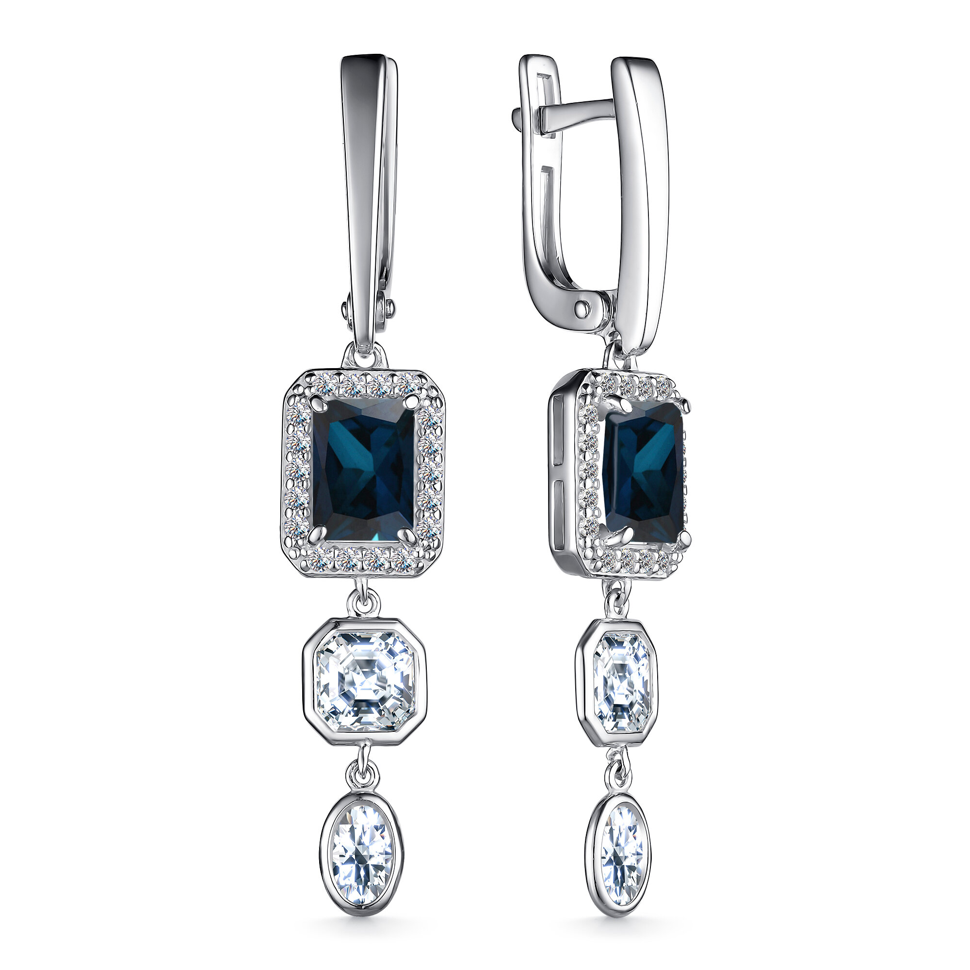 Серьги, серебро, 925 проба, фианит