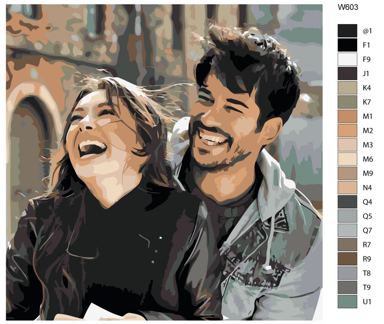 Картина по номерам W-603 "Турецкий сериал - Чёрная любовь. Бурак Озчивит и Неслихан Атагюль" 40х40