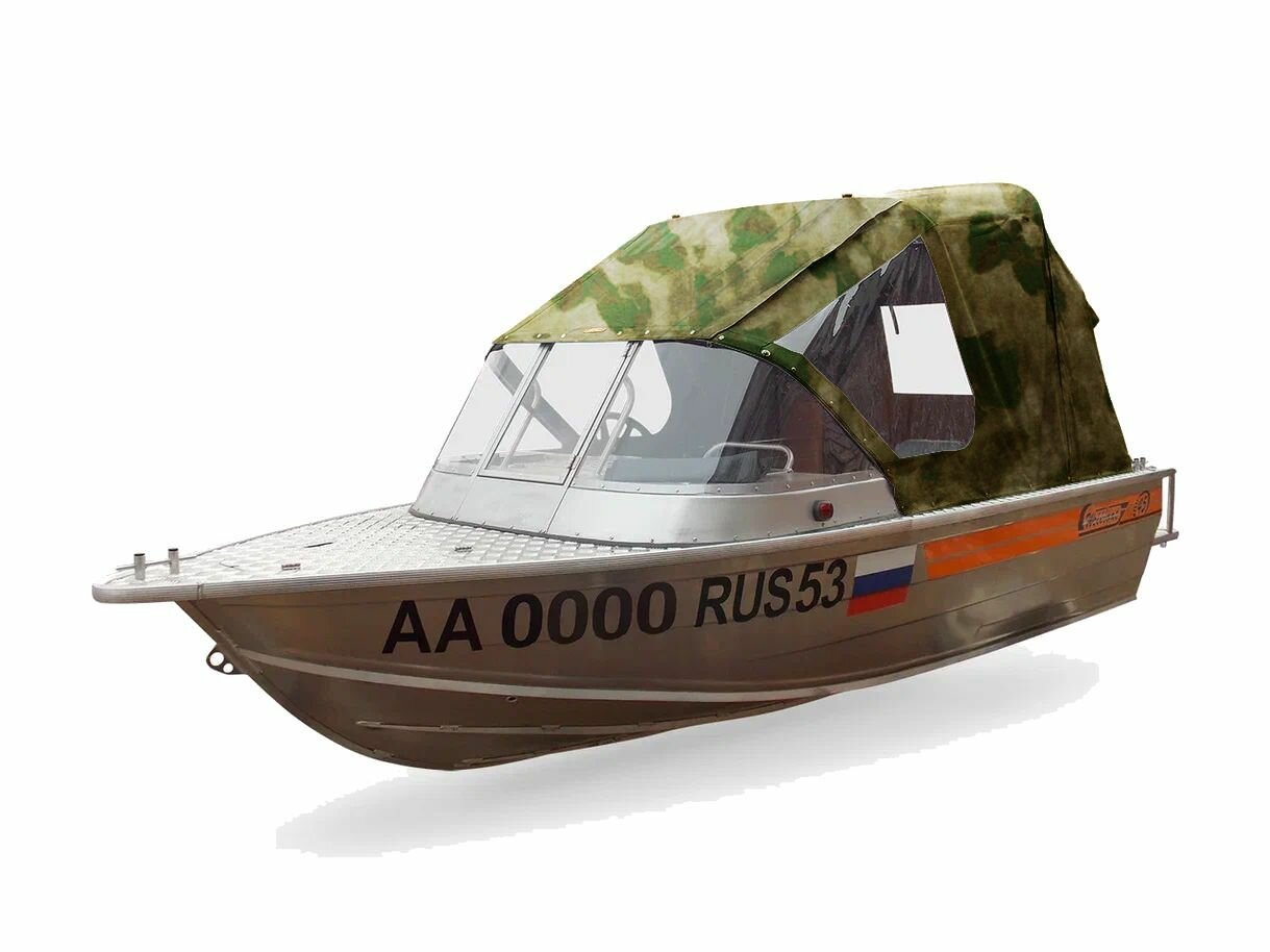 Wellboat-45i / Вельбот-45i. Тент с дугами с креплением на штатное стекло