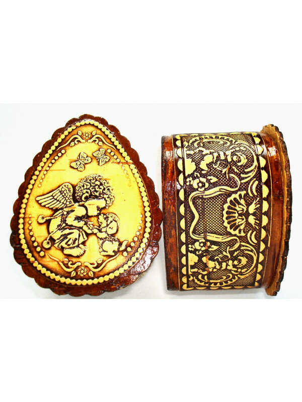 Шкатулка "Ангелочек" 8,5*7*5см. Береста