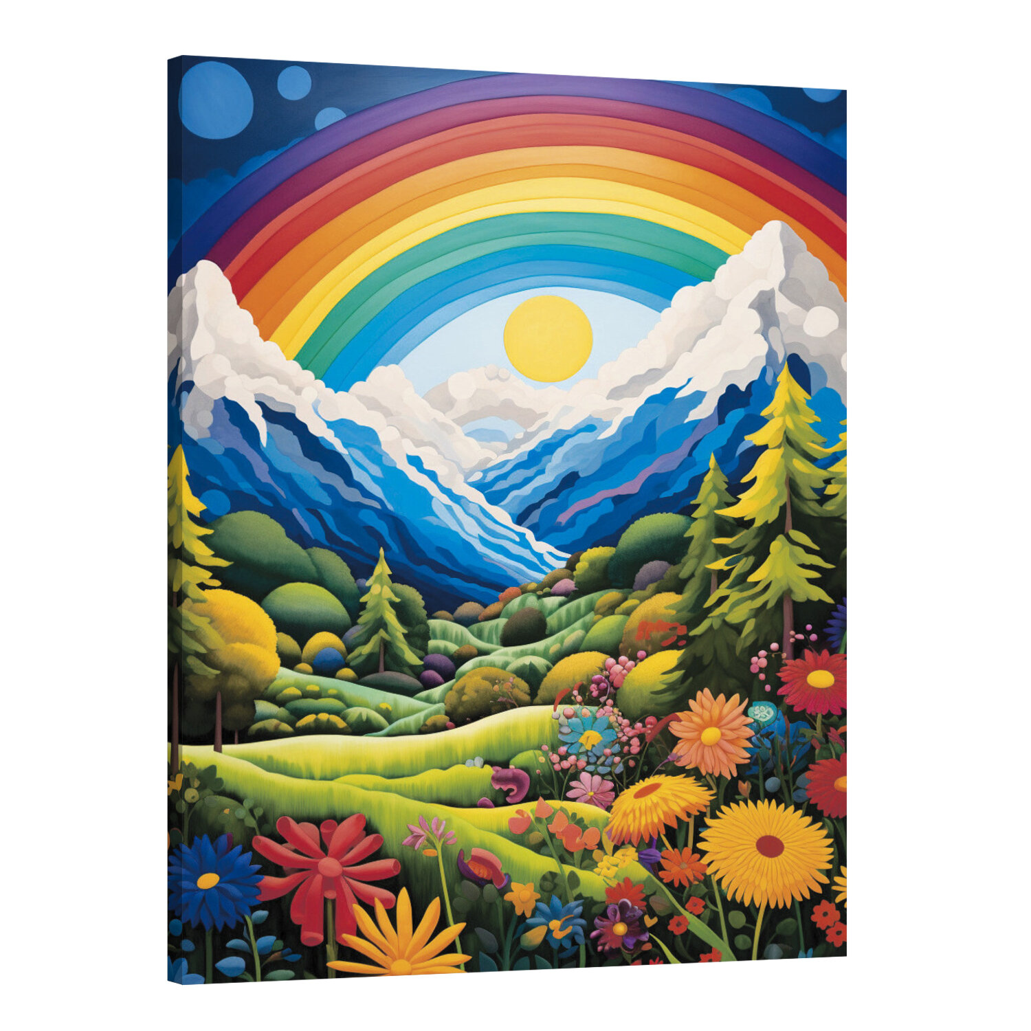 Интерьерная картина 50х70 "Горы и радуга: встреча счастья"