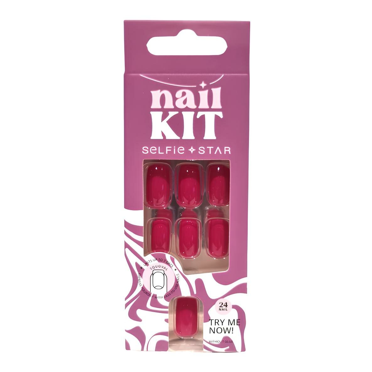 Набор накладных ногтей без клея Розовый стиль короткая длина Selfie Star Nails Kit Without Glue Bossy Pink Short Length SSNK2119, 24 шт