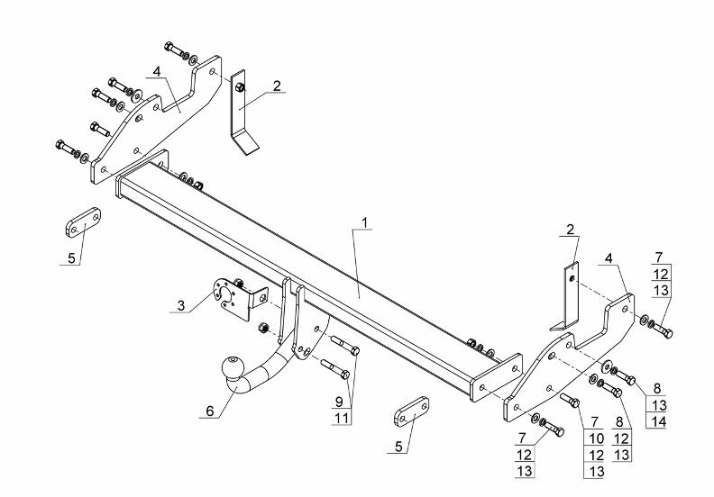 Фаркоп Avtos на TOYOTA HILUX (2005)(паспорт и сертификат в комплекте)(без электрики)TY 36 (90x20x16)
