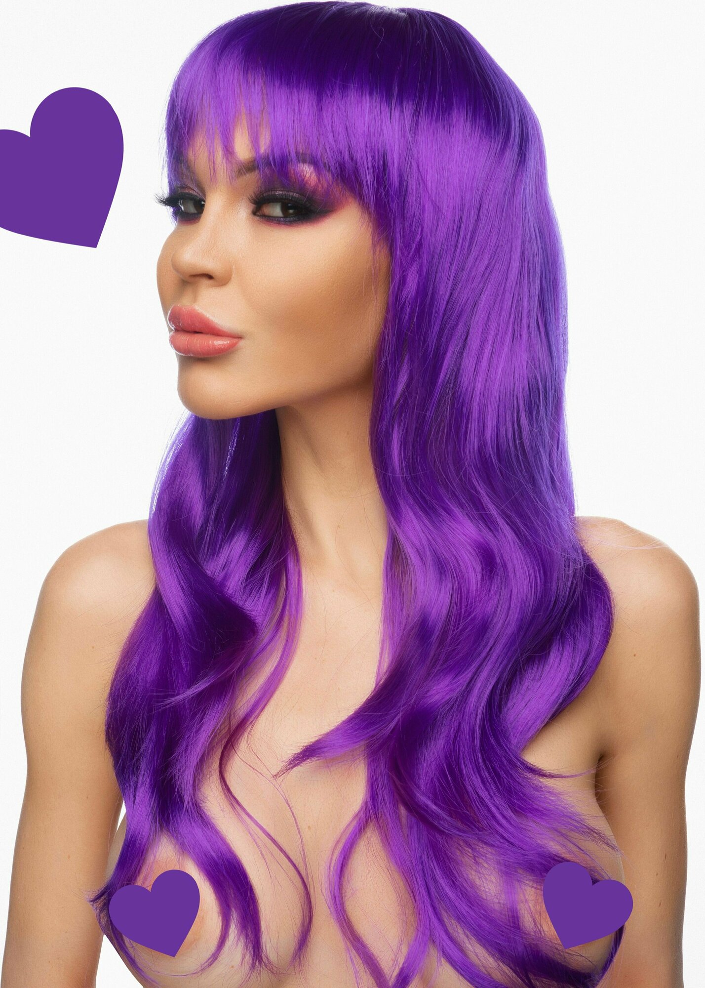 Джага Парик с челкой "Азэми" косплей, женский, фиолетовый, пурпурный, длинный