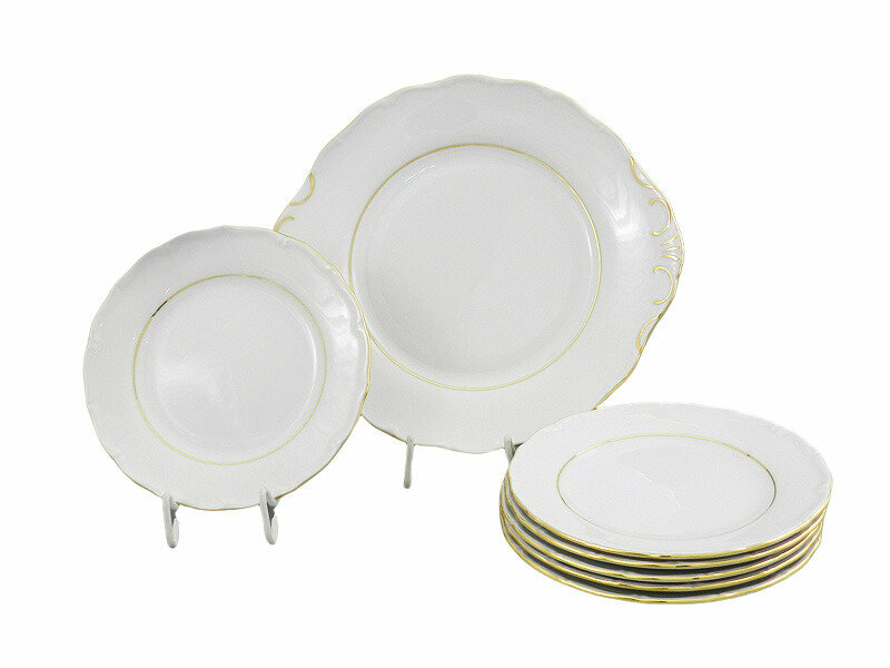 Сервиз для торта Leander Верона "Золотой кант, тонкий" 7 предметов (27 и 17 см)