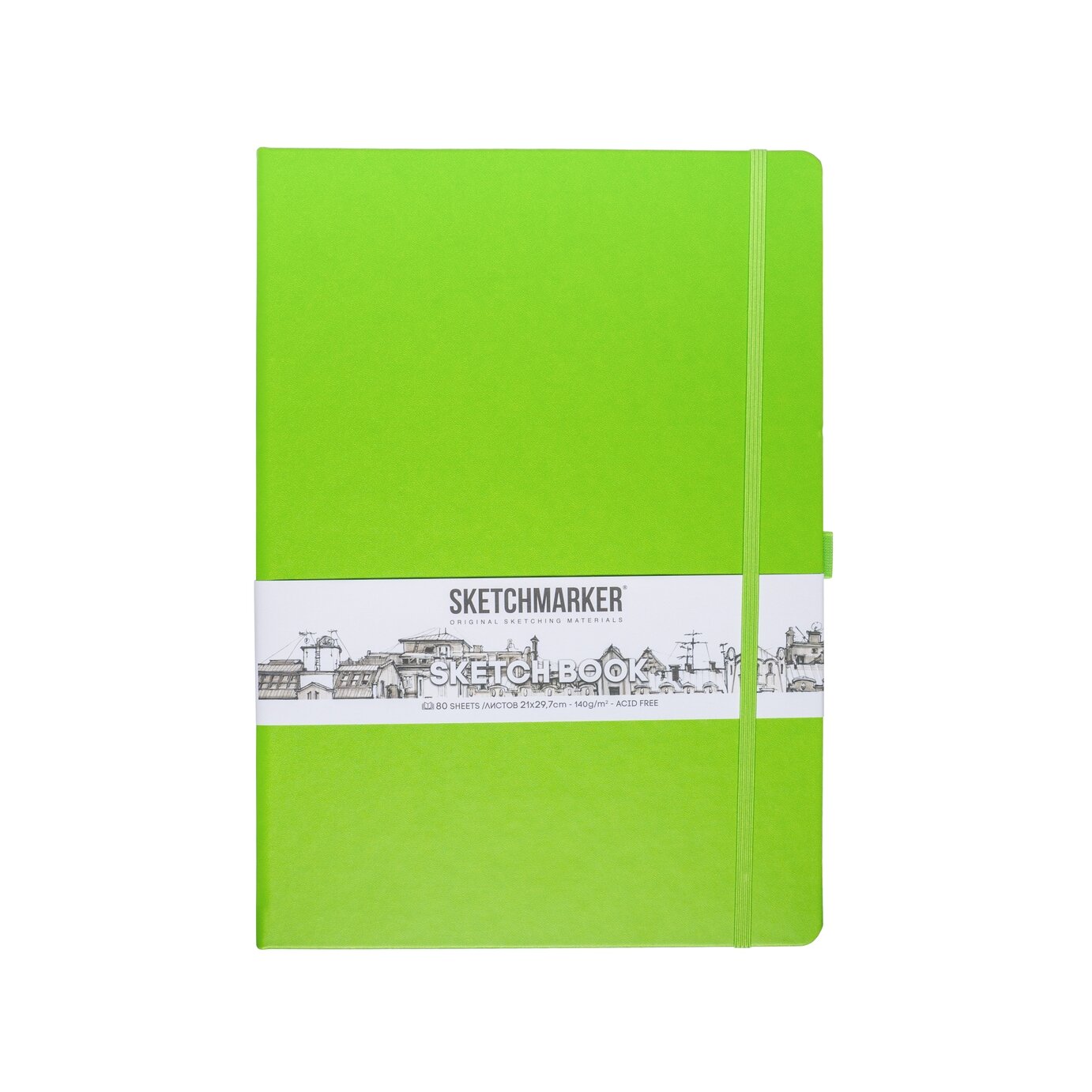 Скетчбук для графики SKETCHMARKER 140г/кв. м (А4) 210х297мм 80л. зеленый луг