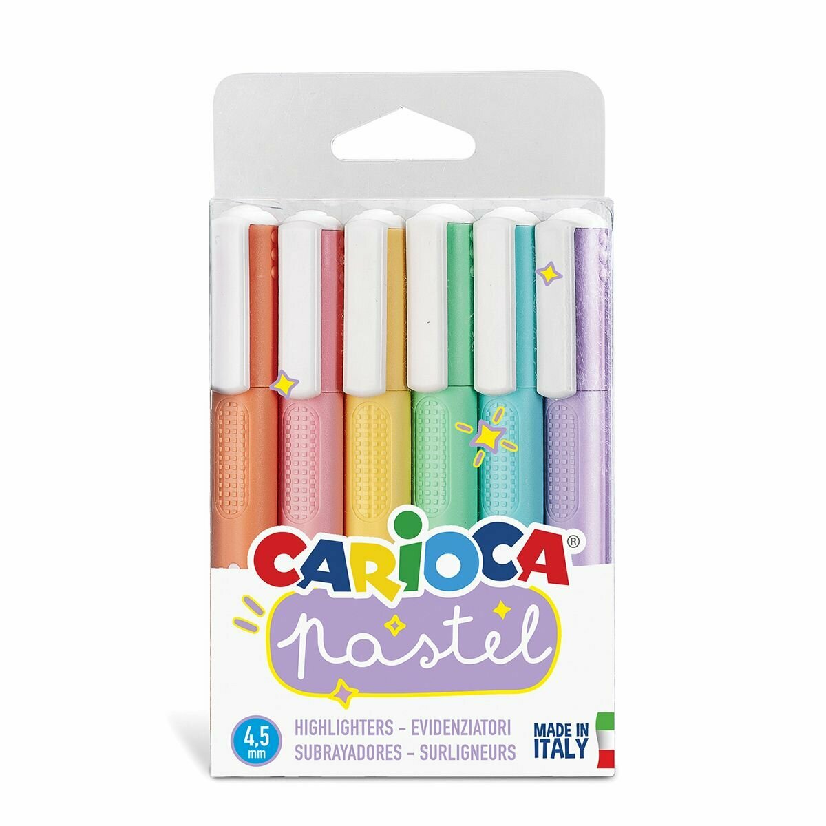 Набор текстовыделителей "Carioca" Pastel 2 мм, 6 цв. перо скошенное 43033
