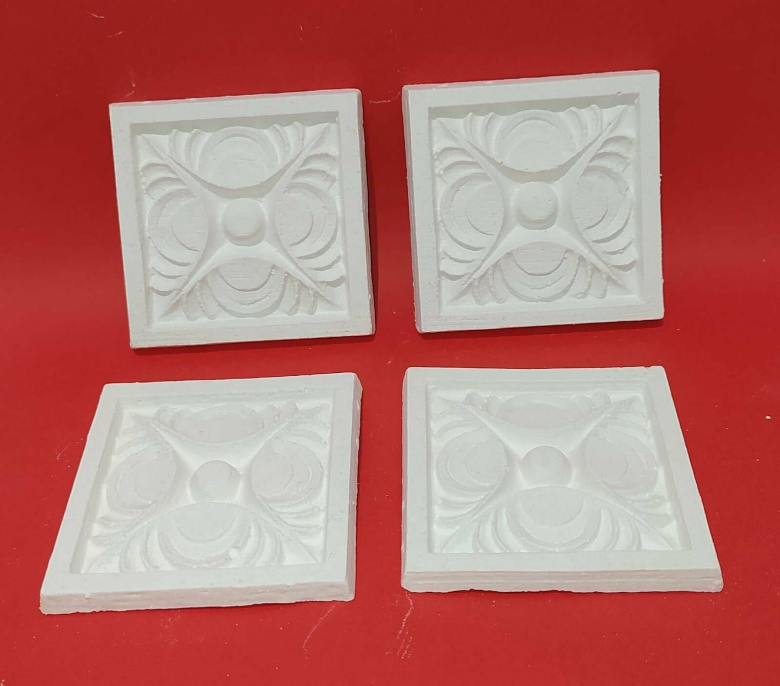Заготовка из гипса под роспись, квадрат геометрия 6*6 см -4 шт