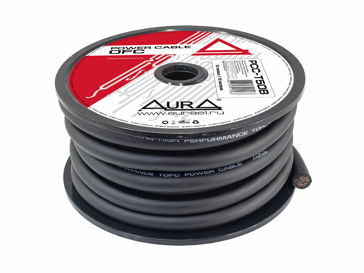 Кабель силовой AurA PCC-T50B, TOFC, 0AWG/50мм2, 10м/катушка, черный