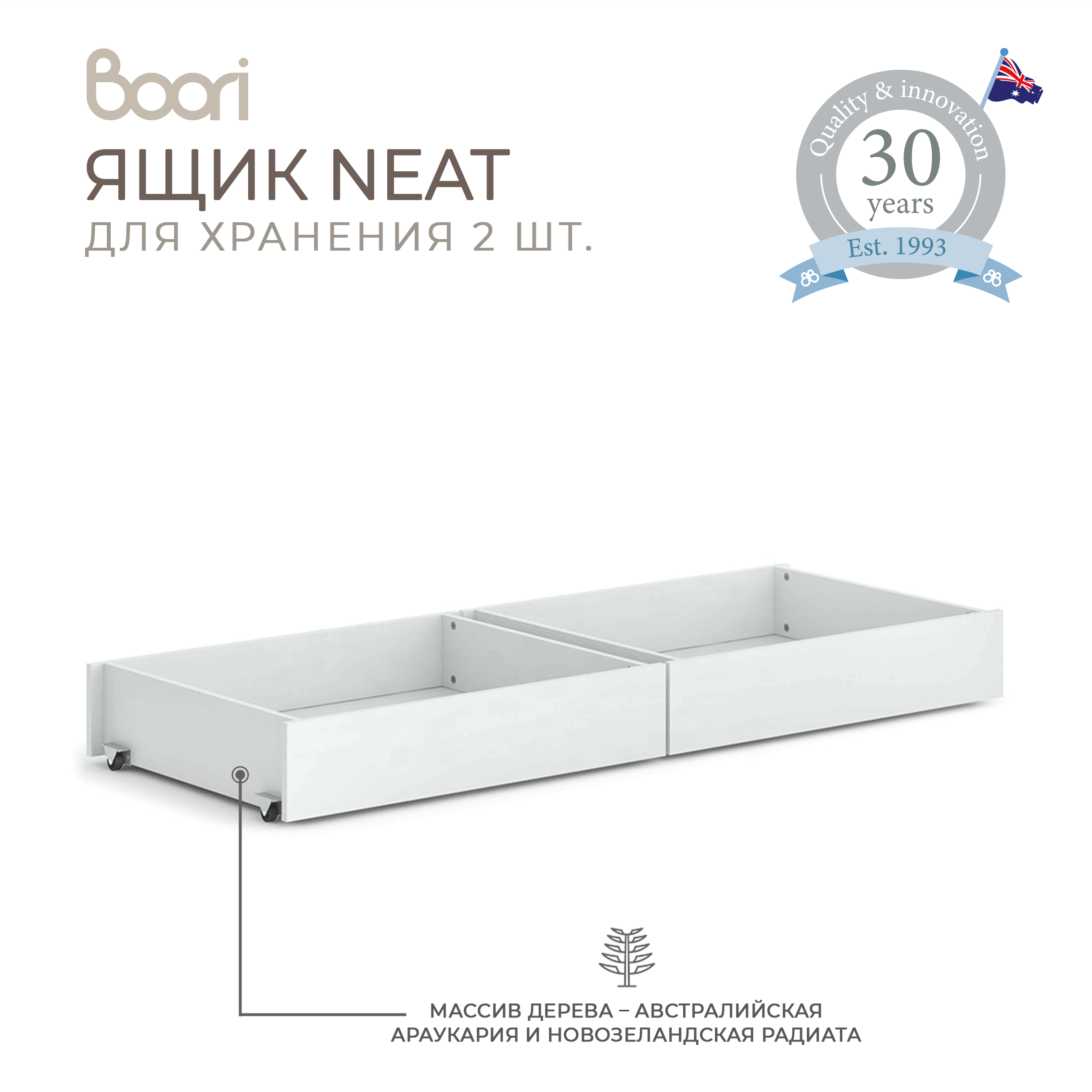 Ящики Neat для хранения под кроватью Neat Single Bed 2 шт. / Белый