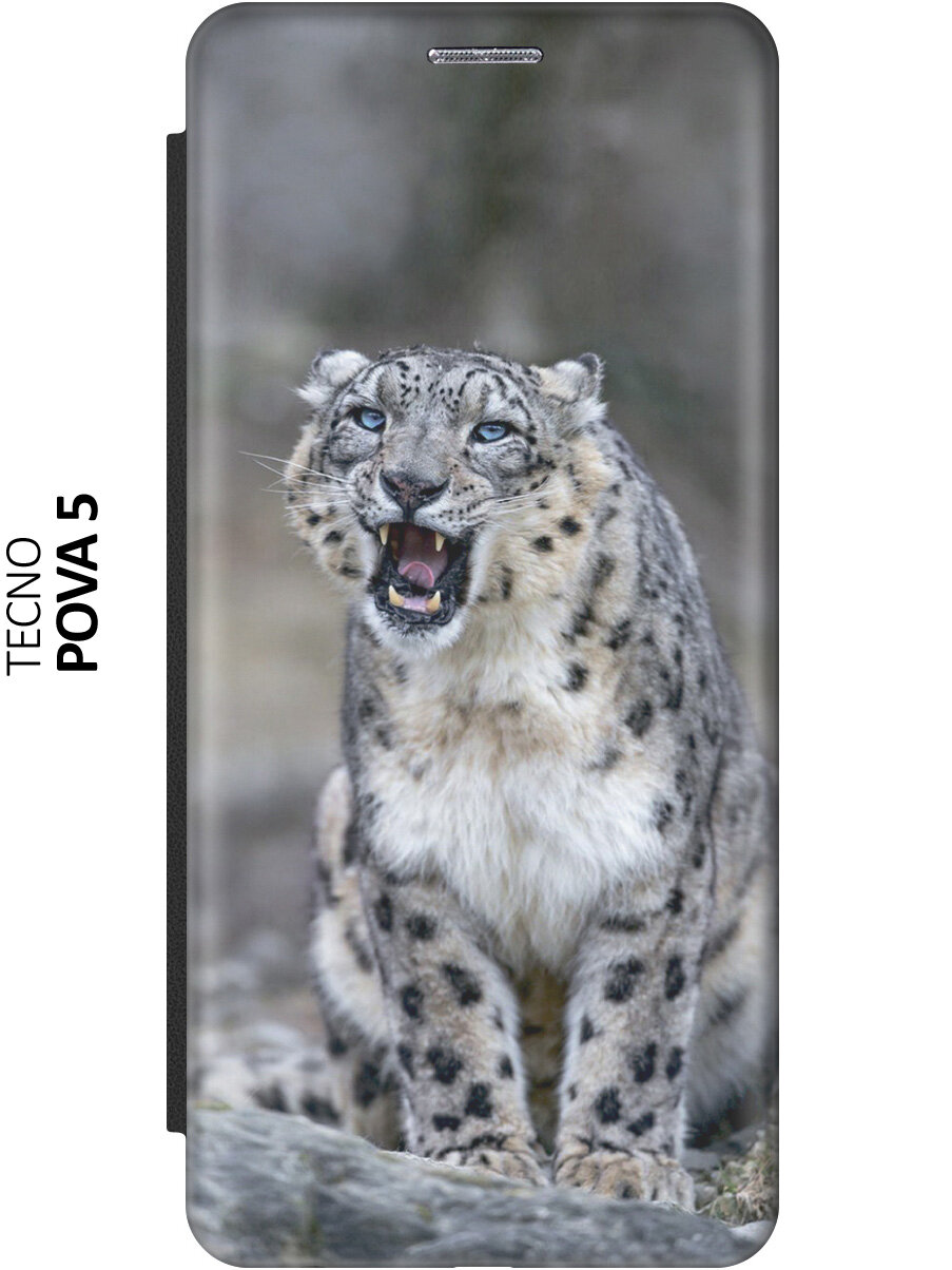 Чехол-книжка Голубоглазый барс на Tecno Pova 5 / Техно пова 5 черный