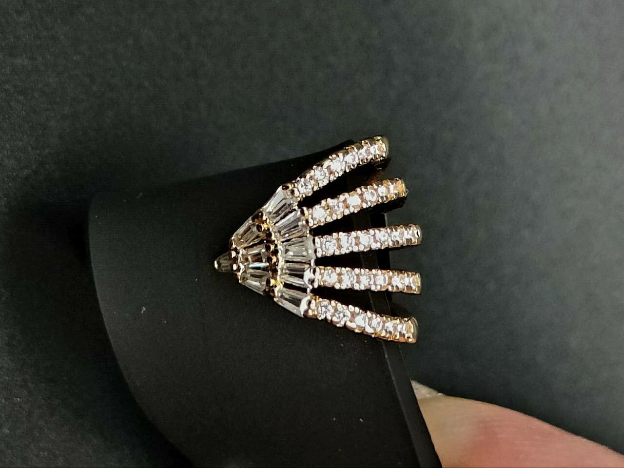 Серьги каффы, фианит