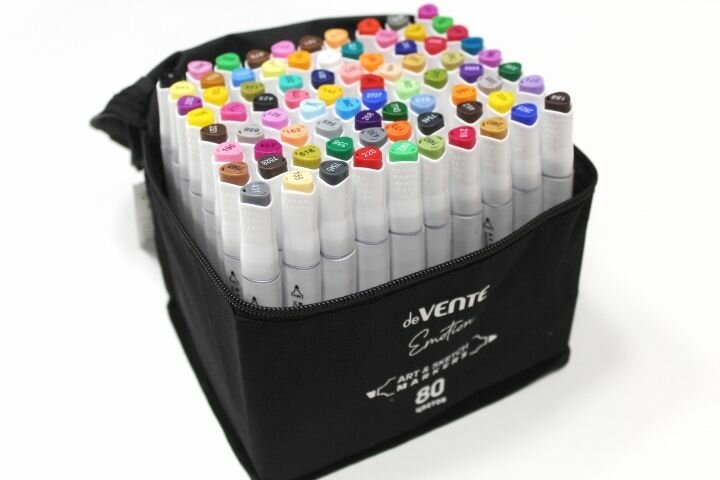 Набор скетч маркеров 2-х ст. "deVENTE. Emotion" 80 цв. кистевидный 2 мм/скошенный до 5мм