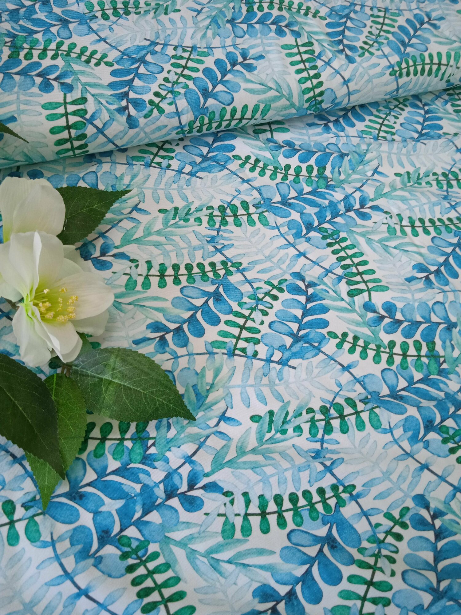 Ткань для шитья Трикотаж- кулирка с лайкрой "Водоросли", отрез 100*180 см