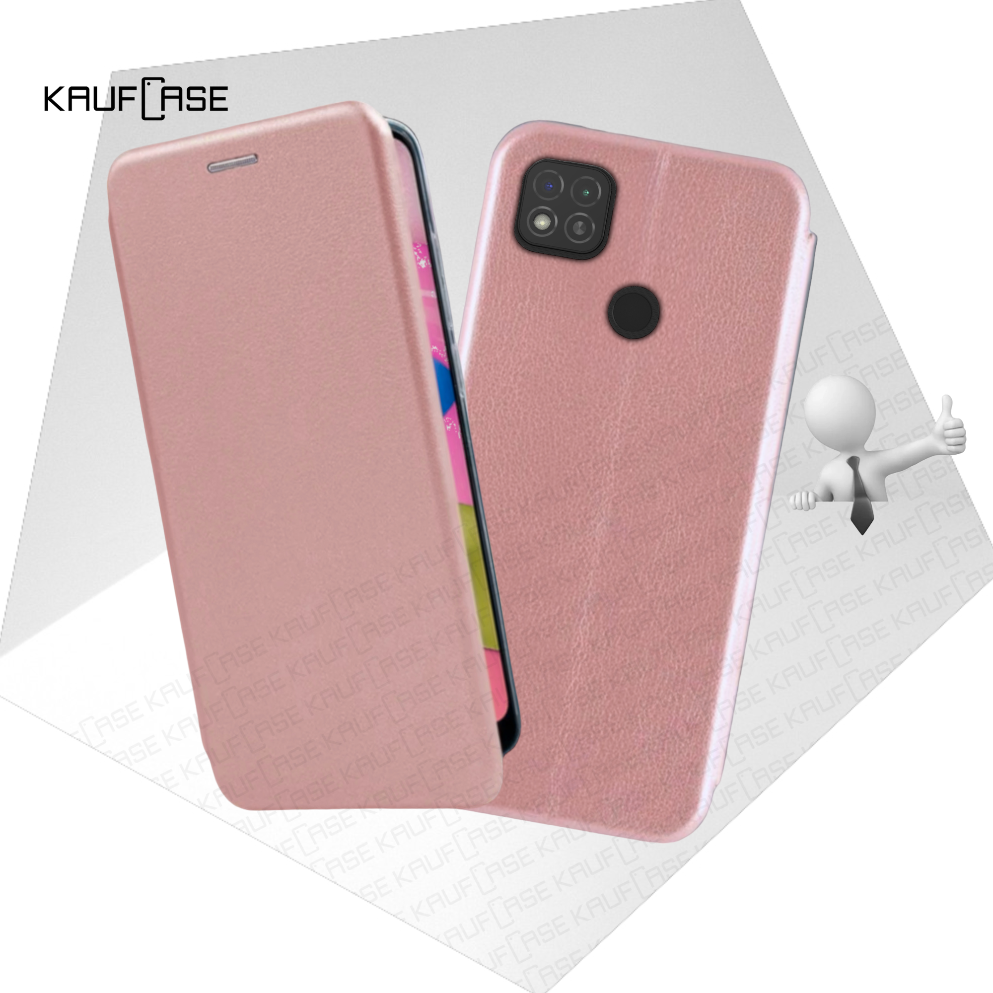 Чехол книжка для телефона Xiaomi Redmi 9C / Redmi 10A (6.53"), розовое золото. Текстура под кожу