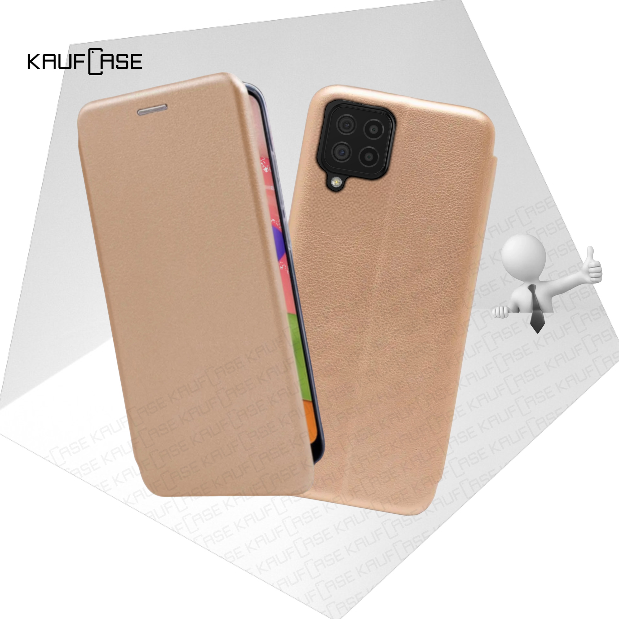 Чехол книжка для телефона Samsung A22 / M22 /M32 (A225/ M225/ M325) (6.4"), золото. Текстура под кожу