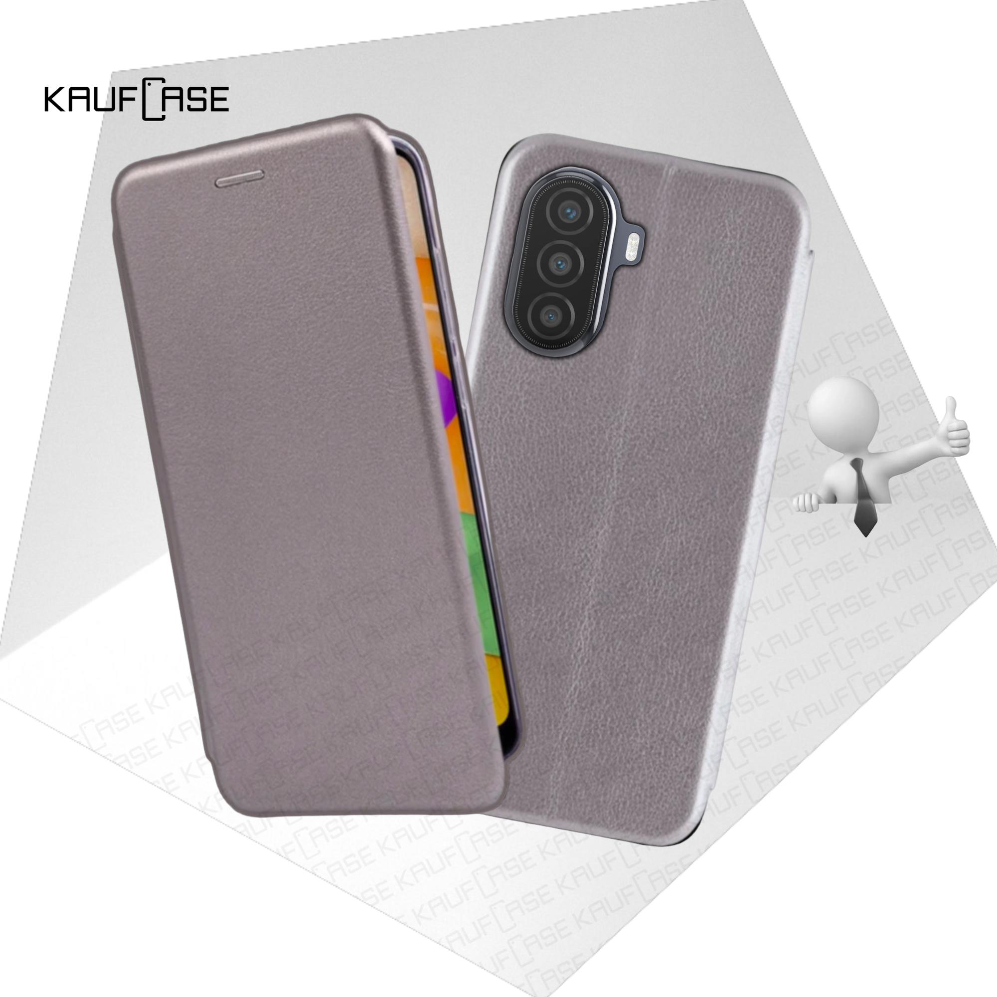 Чехол книжка для телефона Huawei Nova Y70 /Y70 Plus (MGA-LX9N) 2022 (6.75"), серебро. Текстура под кожу