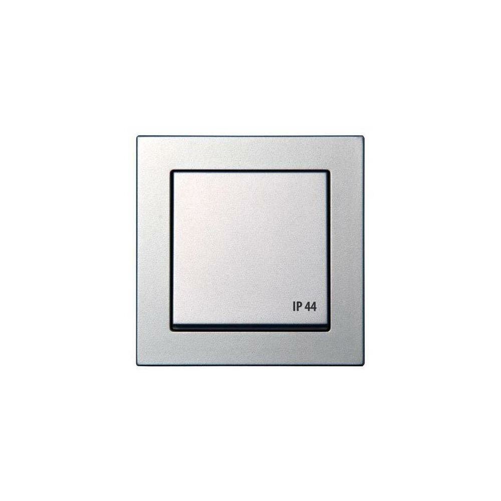 Розетка 2P+E с крышкой Liregus Epsilon серебро 28-1765