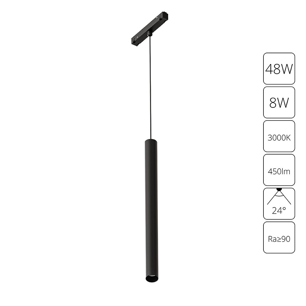 Магнитный трековый светильник Arte Lamp LINEA A4780SP-1BK / LED / 1х8Вт / IP20 / 3000К / 450Лм / чёрный