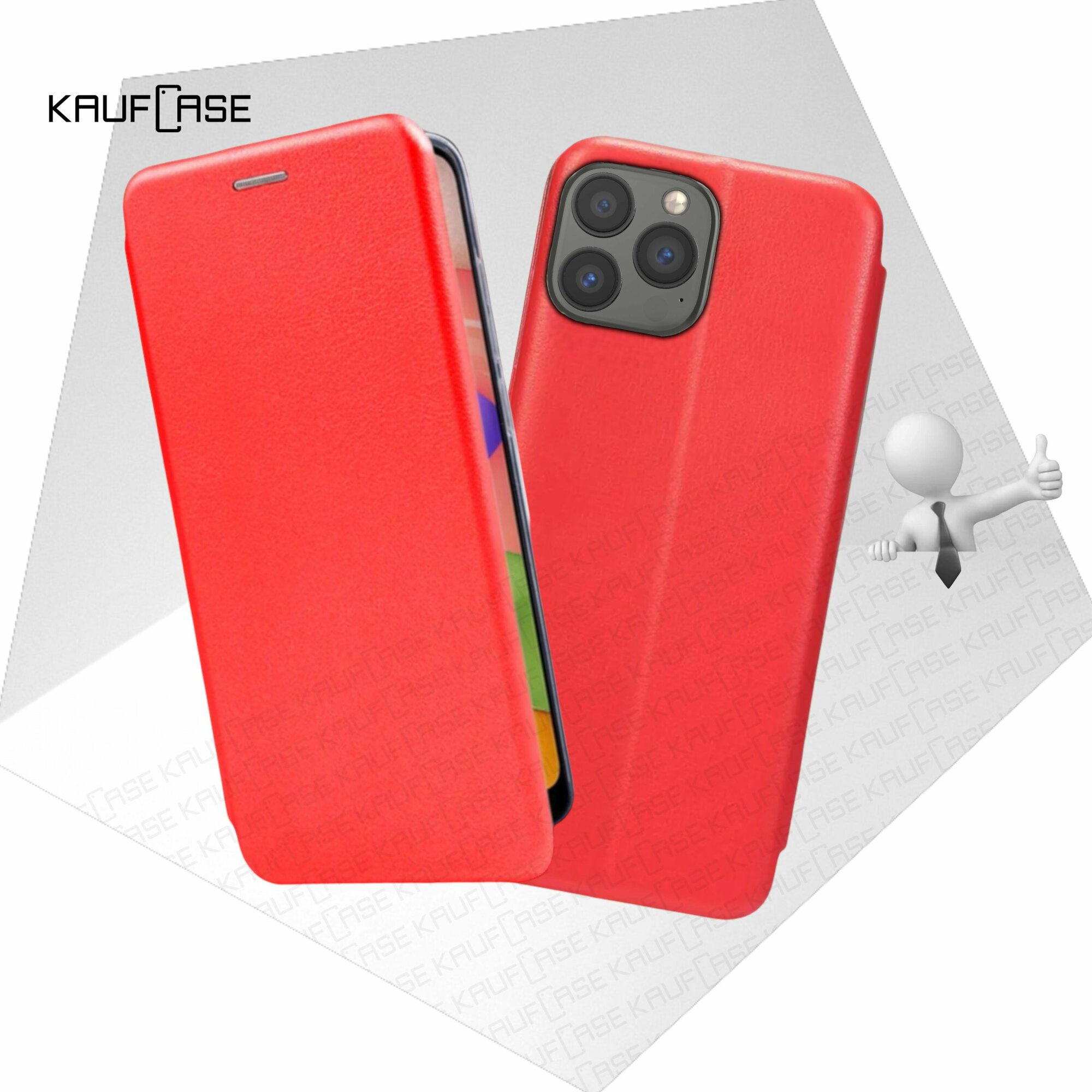 Чехол книжка KaufCase для телефона Apple iPhone 15 Pro (6.1"), красный. Трансфомер