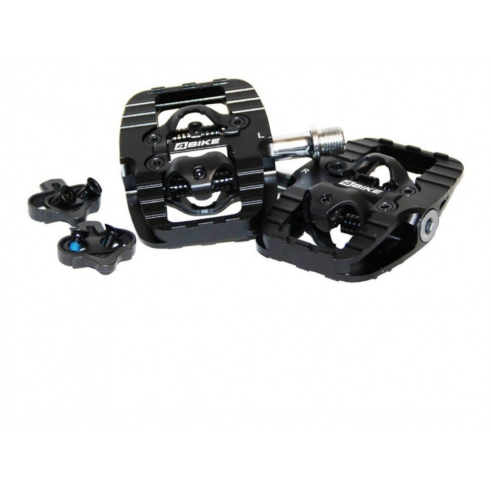 Педали контактные 4BIKE P13 черные, Enduro, SPD совместимые, 102х90х34 мм, пром подшипник. Вес 470 гр.