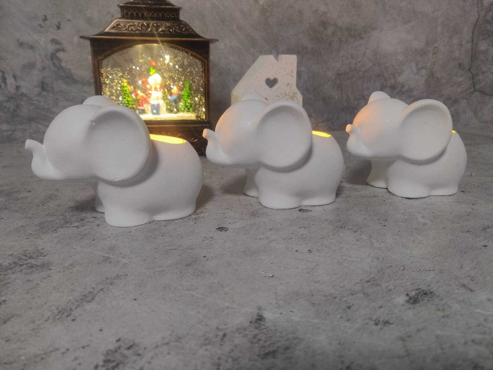 Набор из 3 кашпо Слоны белые