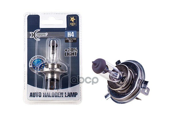 Лампа 24V H4 75/70W P43t +30% 3200К блистер (1шт.) XENITE Xenite арт. 1007136