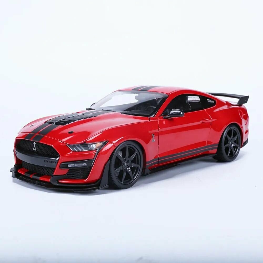 Машинка металлическая Ford Mustang Shelby GT500 1:18, Коллекционная модель машины для взрослых, Игрушечный автомобиль с звуковыми и световыми эффектами для детей, 27 см