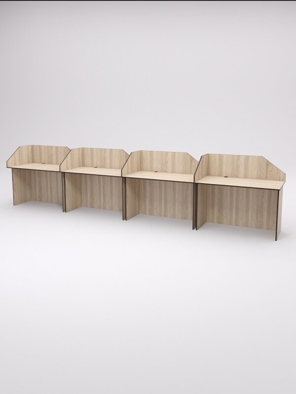 Столы рабочие офисные С-02А с экраном (комплект 4шт), Ясень Анкор темный - U31105